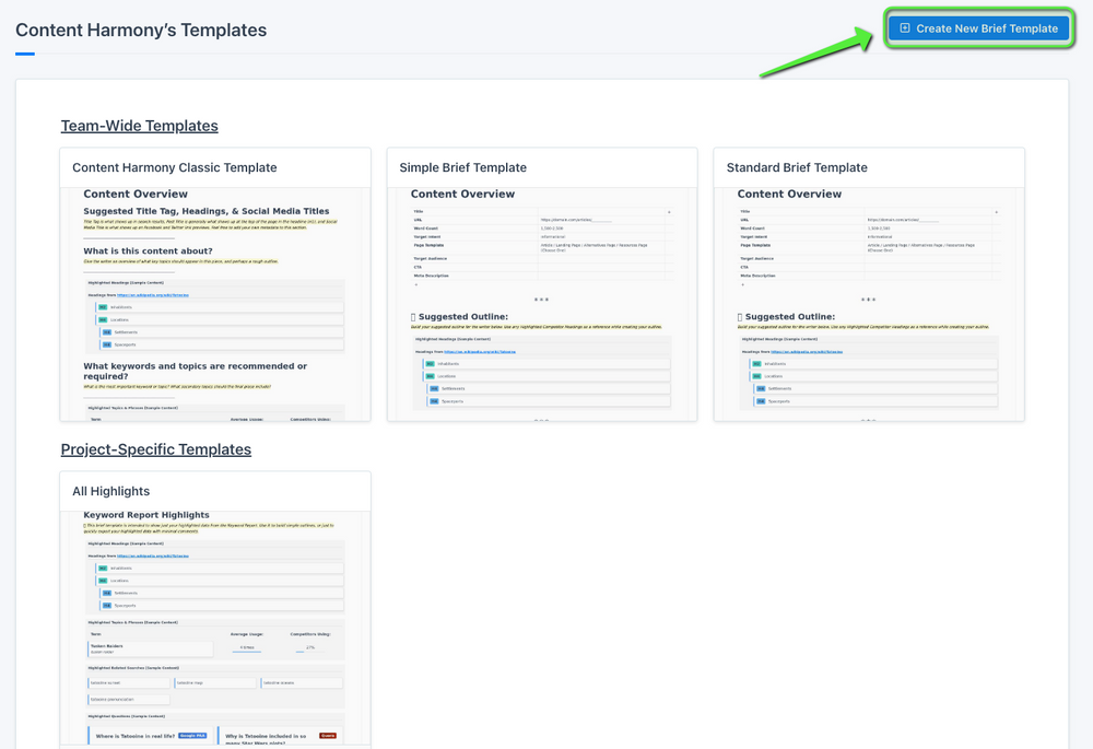 How do I create and edit brief templates | Content Harmony