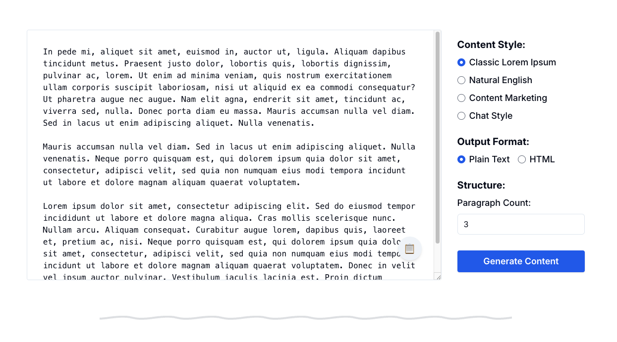 Lorem Ipsum Text Generator